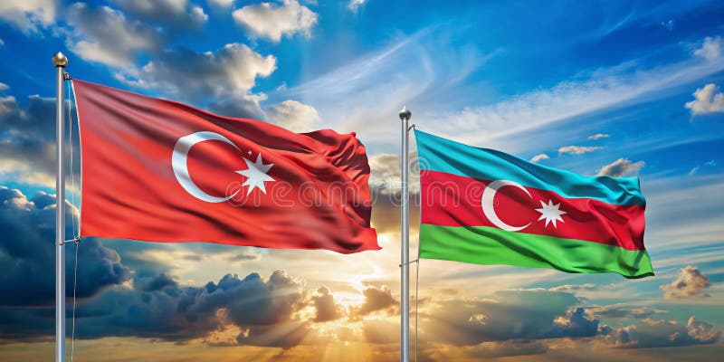 Strong Bilateral Ties Azerbaijan and Turkey Flags Illustrate Deep ...