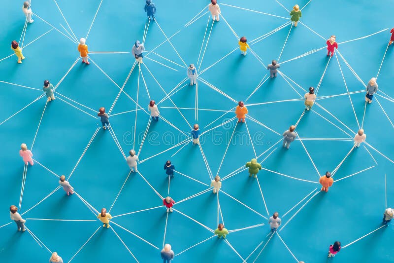 Vibrant Images Linked Over a Blue Backdrop, Symbolizing Human Resources ...