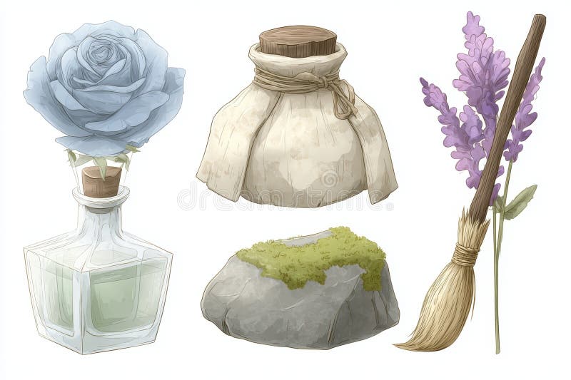 Vibrant Imaginary Blooms and Ornamental Objects are Positioned in a Creative Display ...