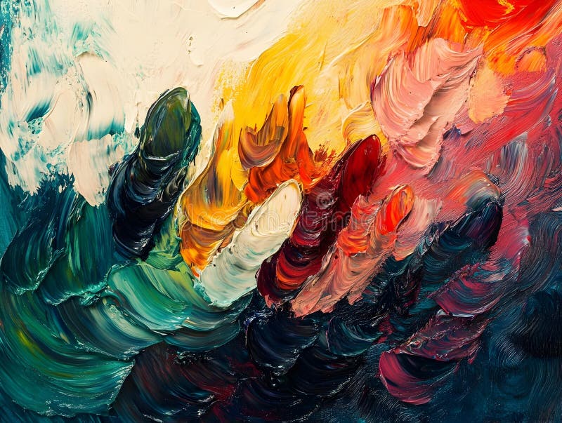 Vibrant Impressionistic Fingernail Composition Highlighting Diverse ...