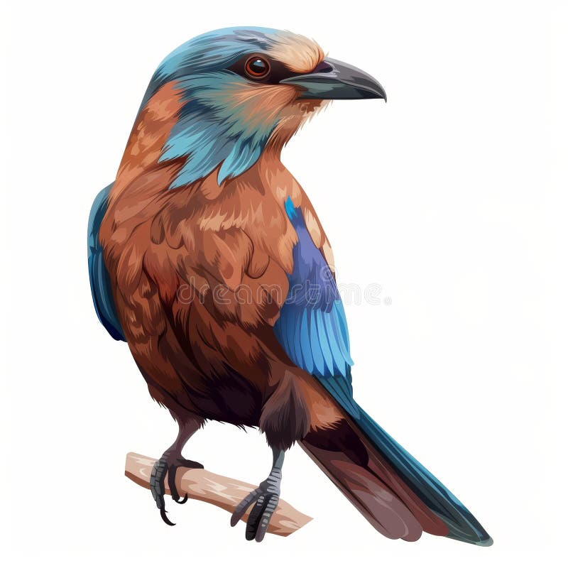 Vibrant Indian Roller Bird on White Background Generative AI Stock ...