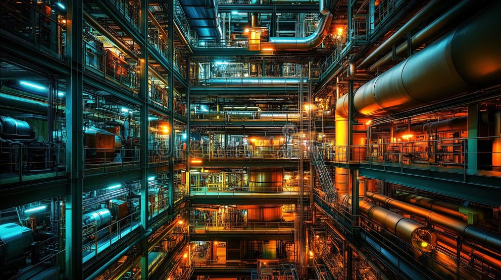 Vibrant Industrial Pipeline System with Complex Structures. Ai ...