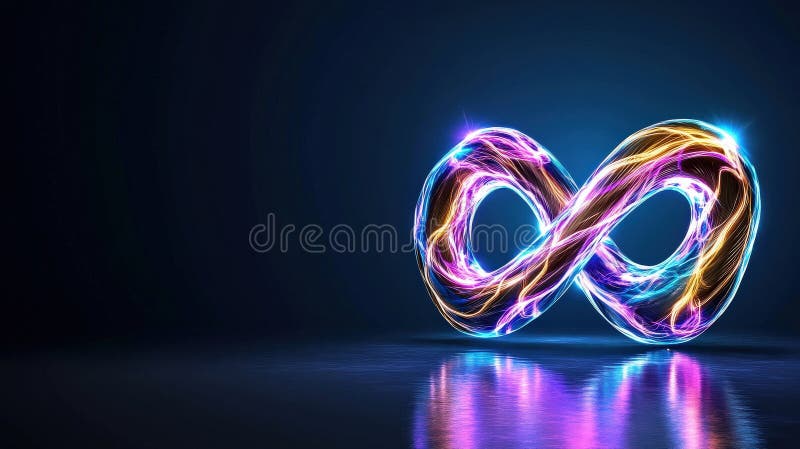 A Vibrant Infinite Loop Symbol Illuminated with Colorful Lights Against ...