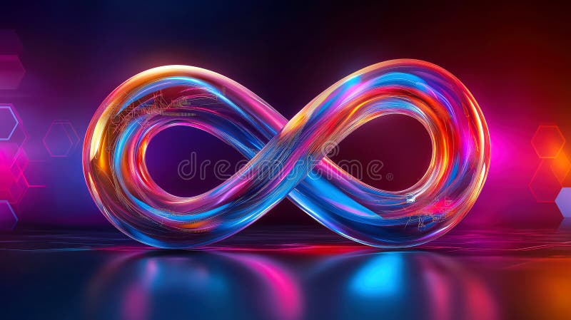 Vibrant Infinity Symbol with Neon Lights and Futuristic Digital ...