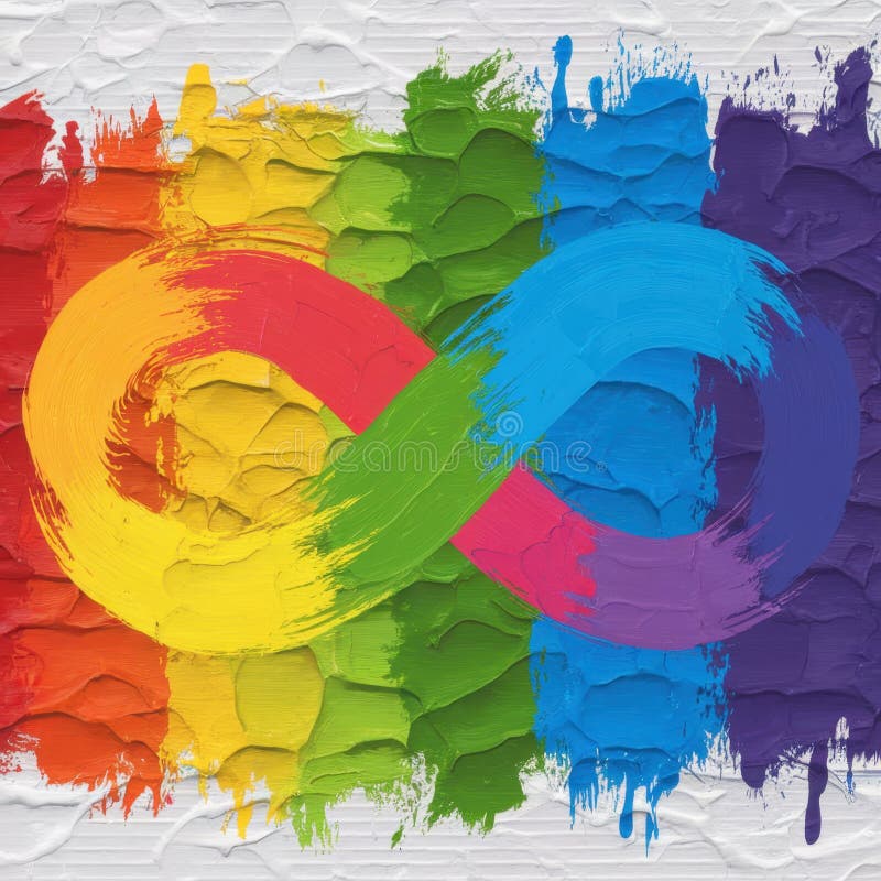 Vibrant Infinity Symbol Painted with Bright Colors on Textured Canvas ...