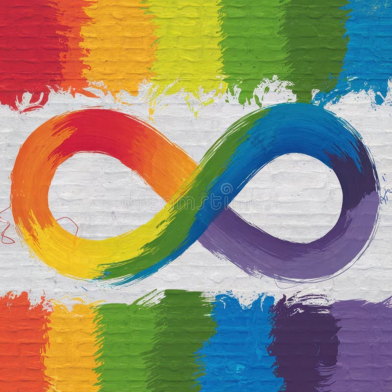 Vibrant Infinity Symbol Painted in Rainbow Colors on a Textured Wall ...