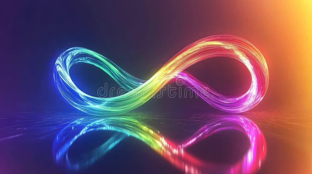 A Vibrant Infinity Symbol with Rainbow Colors Reflecting on a Dark ...
