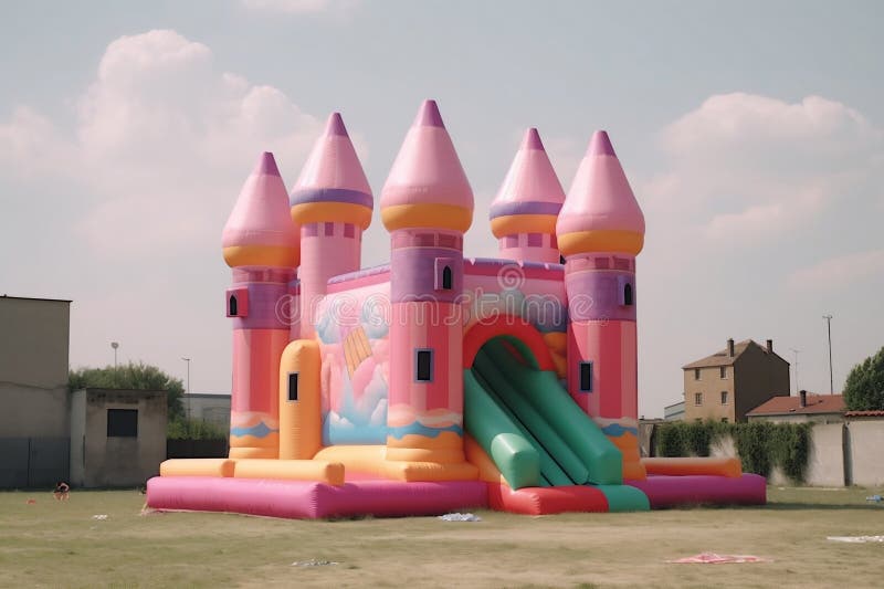 Vibrant Inflatable Play Structures. AI Stock Illustration ...