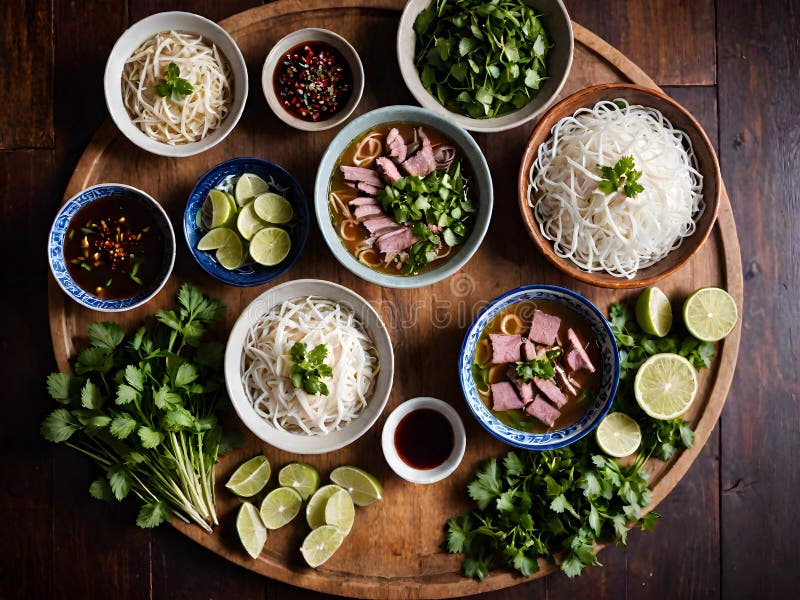 Vibrant Ingredients for Authentic Vietnamese Pho Stock Illustration ...