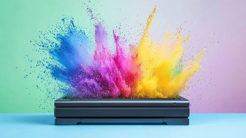 Of Ink Splattering from White Printer, Representing Digital Printing ...