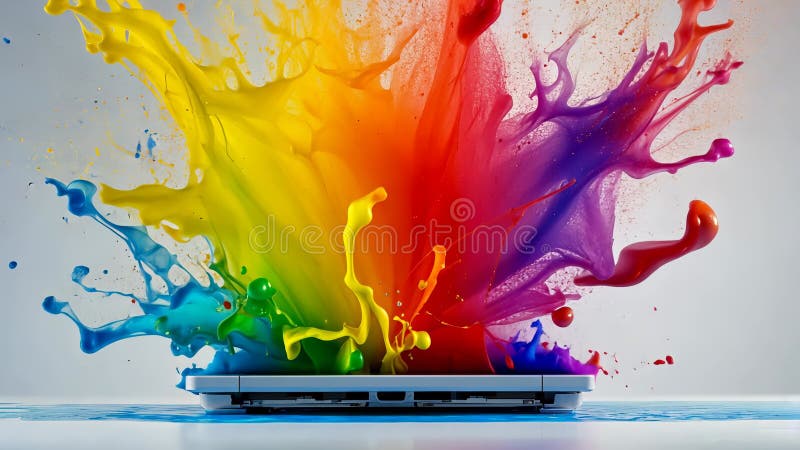 Vibrant Ink for from White Printer, Representing Splattering Printing ...