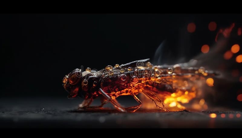 Vibrant Insect Wing Glows in Dark Night Generated by AI Stock ...