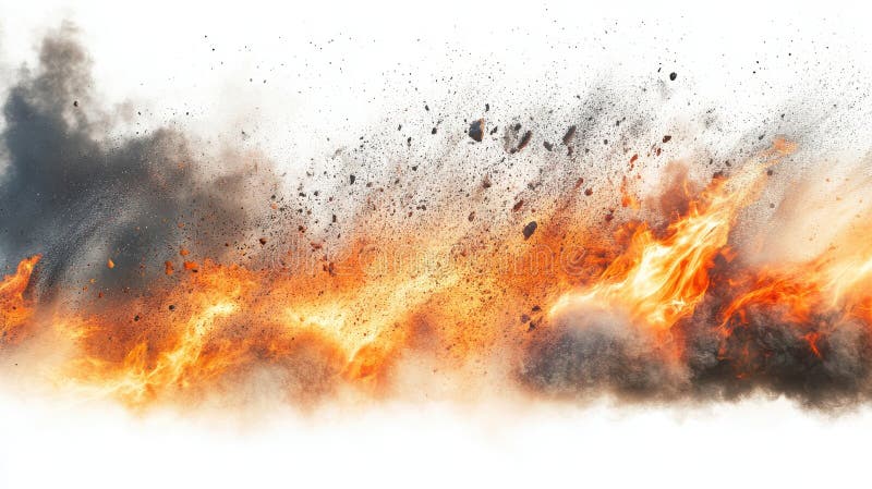 Vibrant Intense Fire with Dynamic Flames and Heat on White. Stock ...