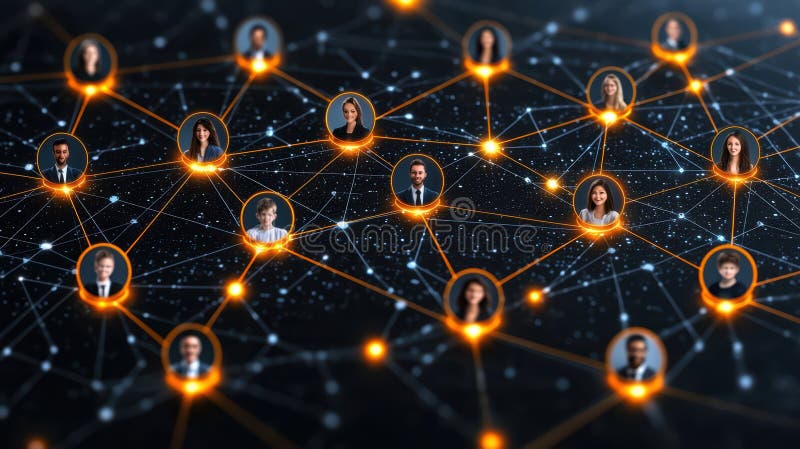 Network of Connections stock illustration. Illustration of profiles ...