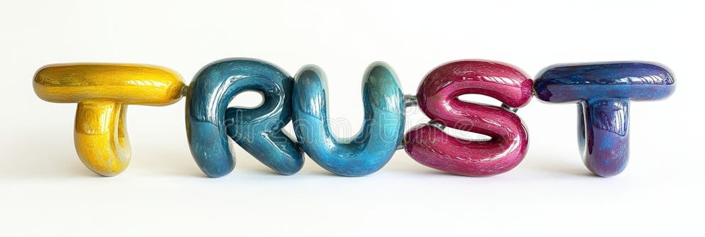 Vibrant, Interlinked Chain of Inflatable Letters Spelling TRUST on a ...