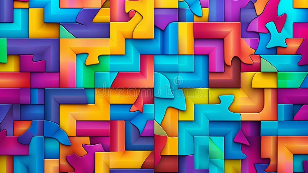 Vibrant Interlocking Patterns Stock Illustration - Illustration of ...