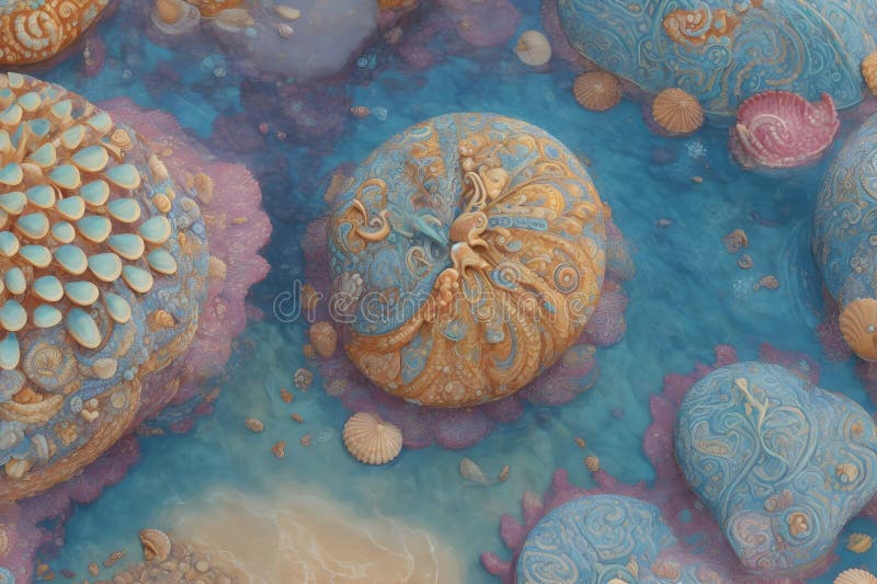 A Vibrant, Intricate Pattern of Intricate Shapes and Seashells ...