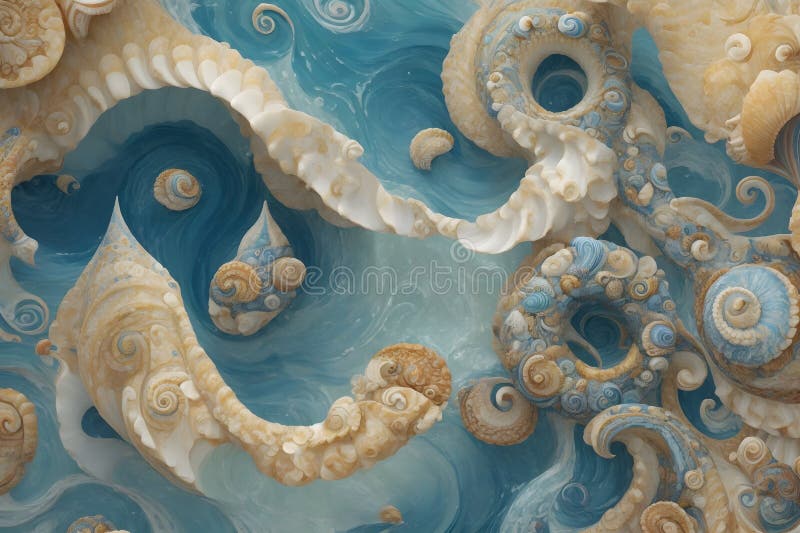 A Vibrant, Intricate Pattern of Intricate Shapes and Seashells ...