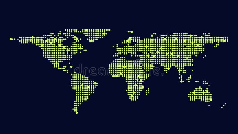A World Map on a Dark Background with Highlighted Colored Lines Stock ...