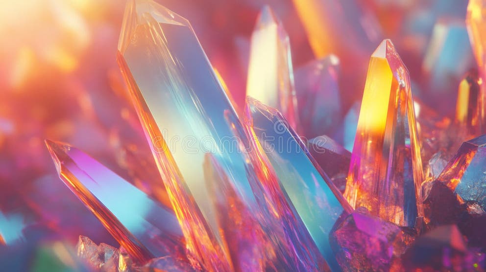 Vibrant Iridescent Crystals Gleaming Brightly Stock Illustration ...