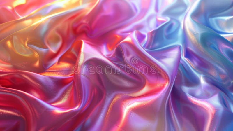 Vibrant Iridescent Fabric Drapes Create an Abstract Gradient Background ...