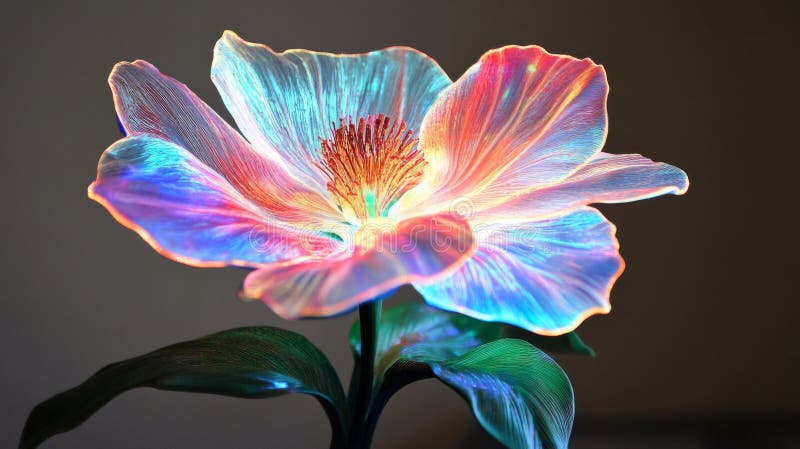 Vibrant Iridescent Flower with Glowing Petals Stock Illustration ...