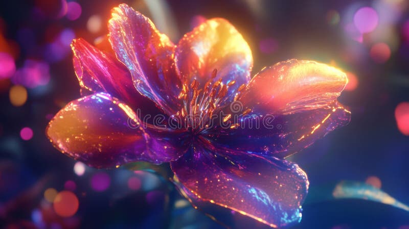 Vibrant Iridescent Flower with Glowing Petals Stock Illustration ...