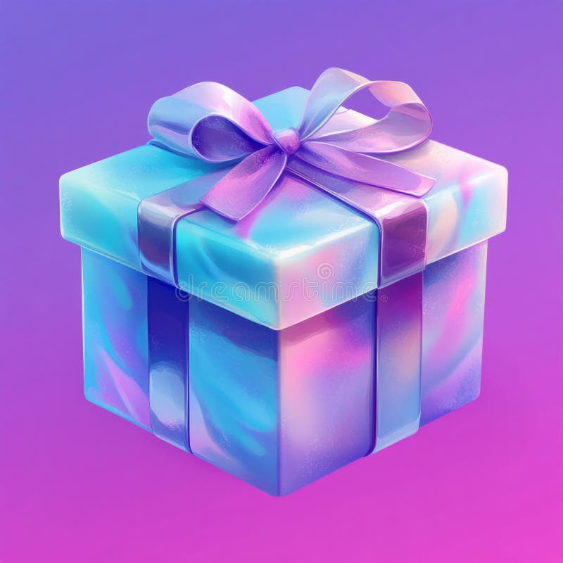 Vibrant Iridescent Gift Box Ribbon Colorful Gradient Background Stock ...