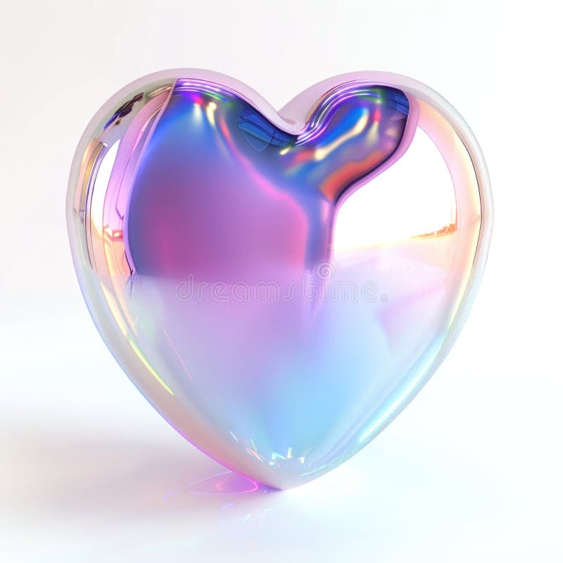 Vibrant Iridescent Heart Shape on White Background Stock Illustration ...