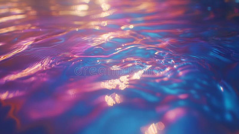 Vibrant Iridescent Water Surface with Shimmering Glow Stock ...