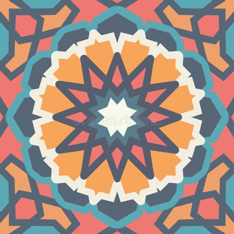 A Vibrant Islamic Geometric Design Showcasing a Central Starburst ...