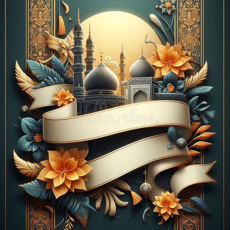 Vibrant Islamic Greeting Card Design Stock Illustration - Illustration ...