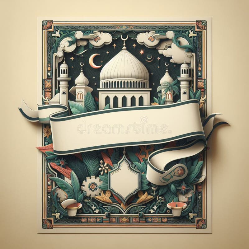 Vibrant Islamic Greeting Card Design Stock Illustration - Illustration ...