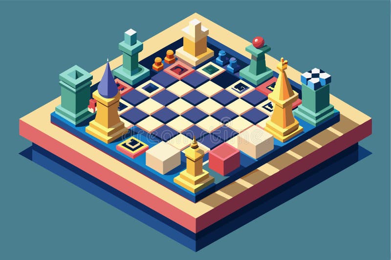 A Vibrant Isometric Chess Setup Showcases an Engaging Board with ...