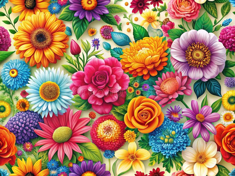 Vibrant Isometric Floral Pattern for System Integration Design a ...