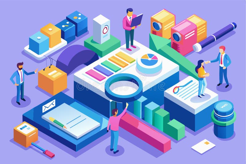 A Vibrant Isometric Illustration Depicting a Group of Professionals ...