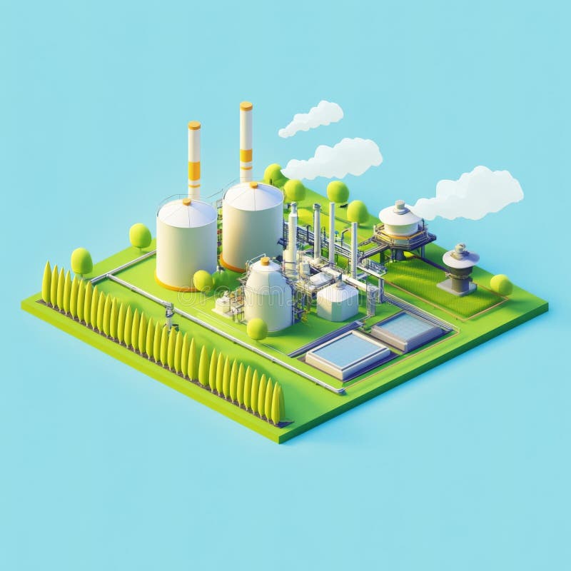 Modern Industrial Complex with Energy Production and Storage Elements ...