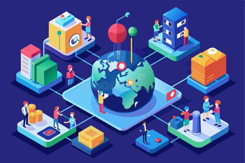 A Vibrant Isometric Illustration Showcasing Global Connectivity ...