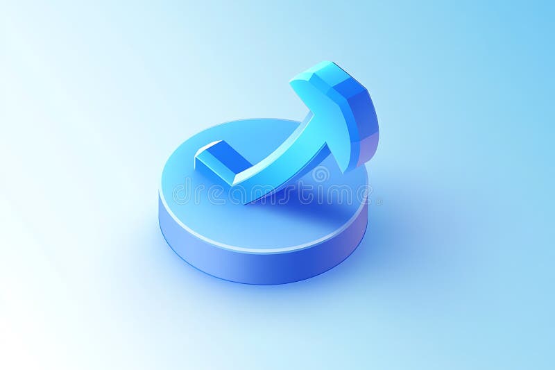 Isometric 3D Blue Upward Arrow on Platform Growth, Progress, Success ...
