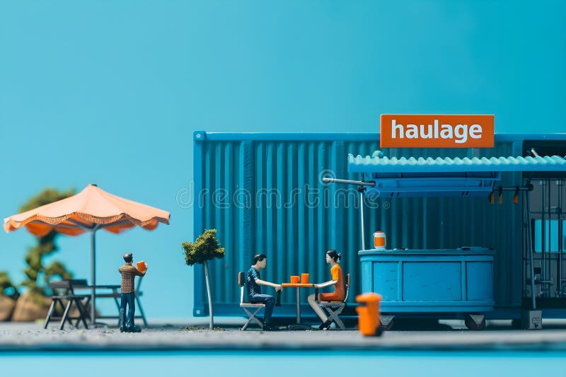 Isometric View of Container and Miniature People Scene Stock ...