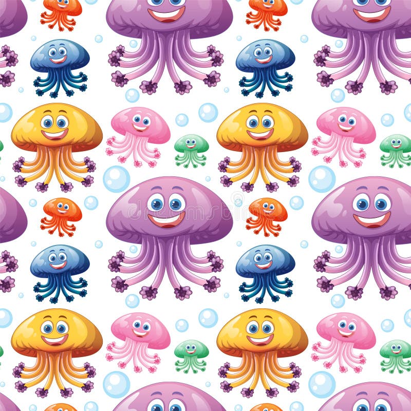 Vibrant Jellyfish and Octopuses Stock Vector - Illustration of ...
