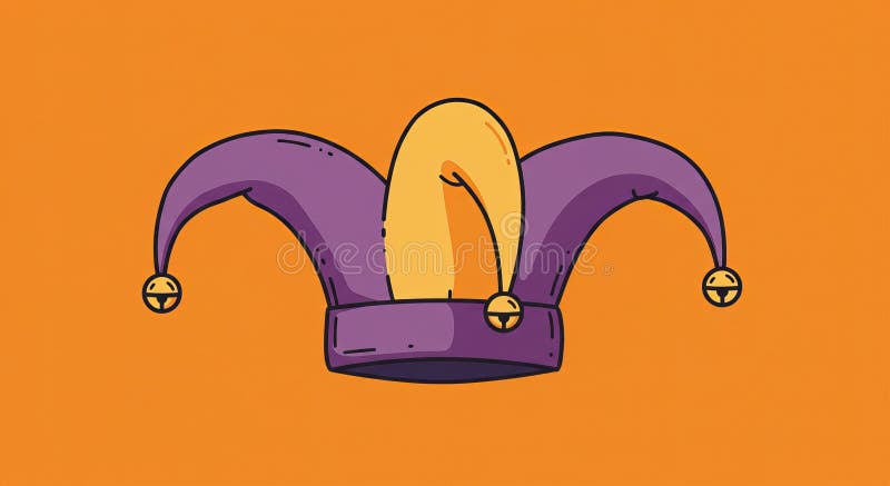 Vibrant Jester Hat on Orange Background with Bells Stock Image - Image ...