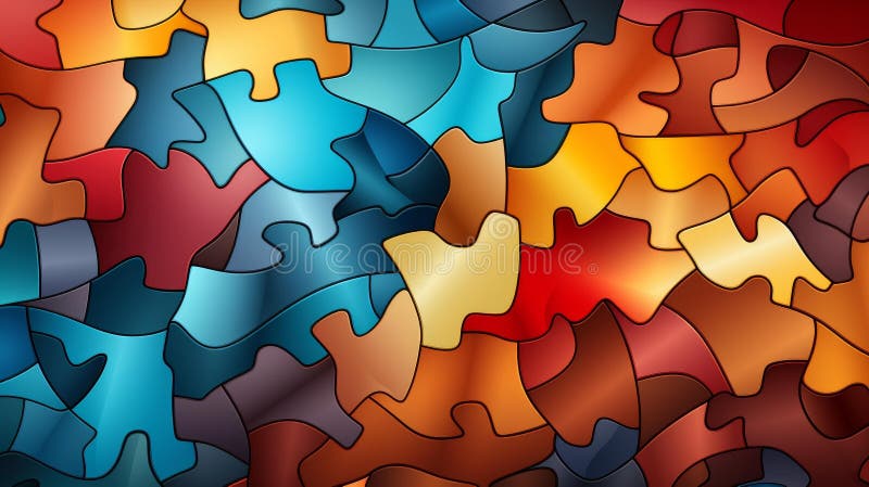 Vibrant Jigsaw Puzzle Illustration Featuring Intricate Textures and ...