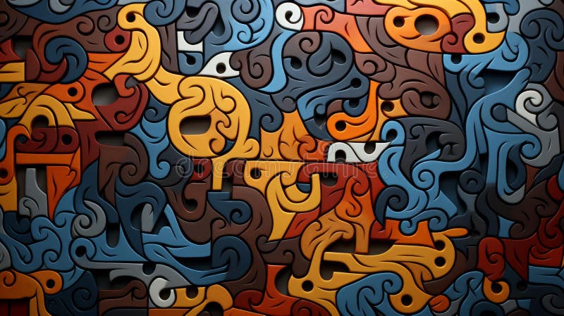 Vibrant Jigsaw Puzzle Illustration Featuring Intricate Textures and ...