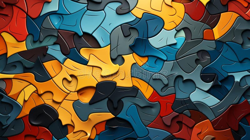 Vibrant Jigsaw Puzzle Illustration Featuring Intricate Textures and Patterns in High Resolution ...