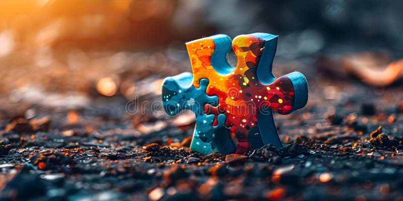 Vibrant Jigsaw Puzzle Piece Representing Brain Network Cognition and ...