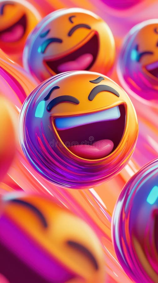 Vibrant Joyful Emojis with Laughing Faces in Colorful Abstract Background Stock Image - Image of ...