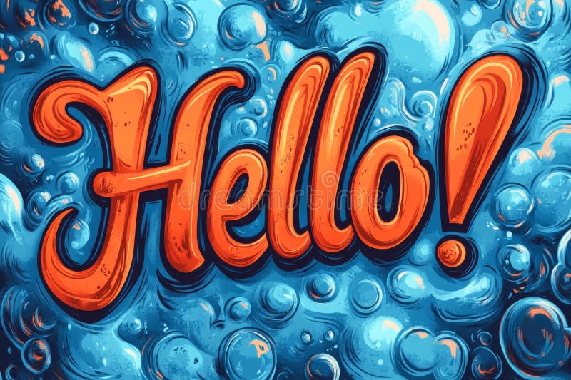 A Vibrant and Joyful Hello with Bubbles on a Blue Backdrop Showcasing ...