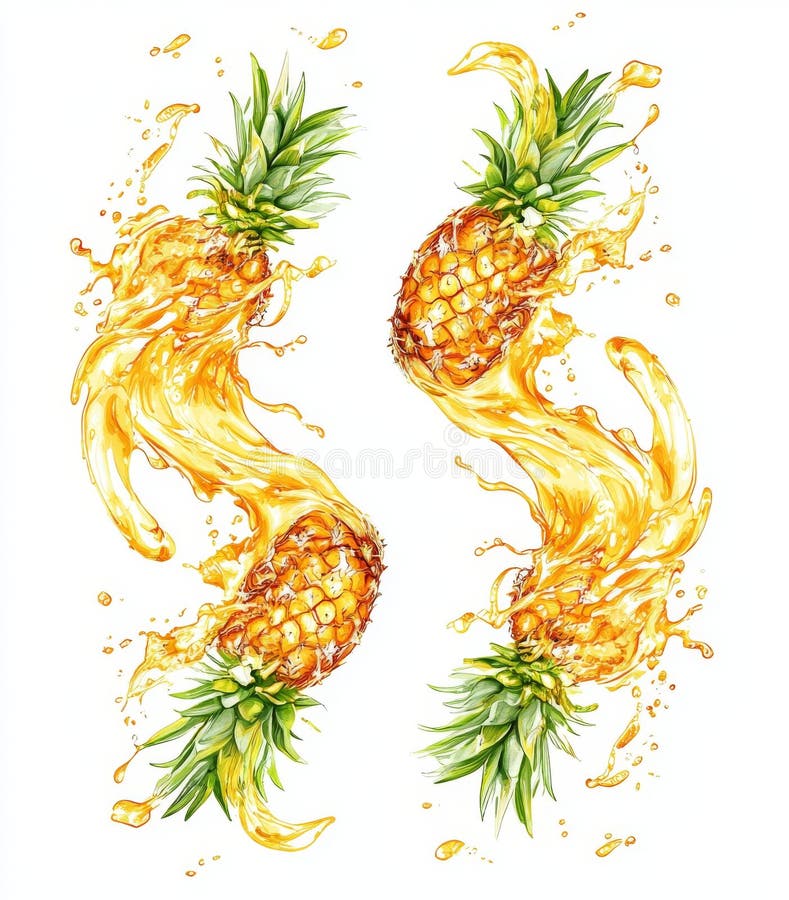 Vibrant Juice Explosion in a Fresh Pineapple Splash Stock Photo - Image ...