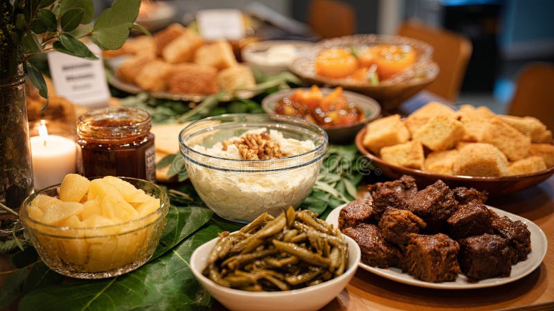 Juneteenth Dinner Table with Traditional Food Spread Stock Image ...